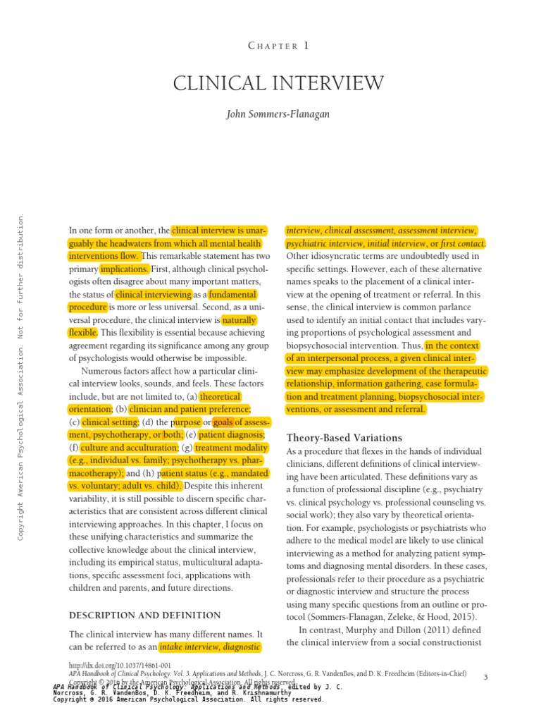 1 Clinical Interview | PDF | Clinical Psychology | Psychotherapy