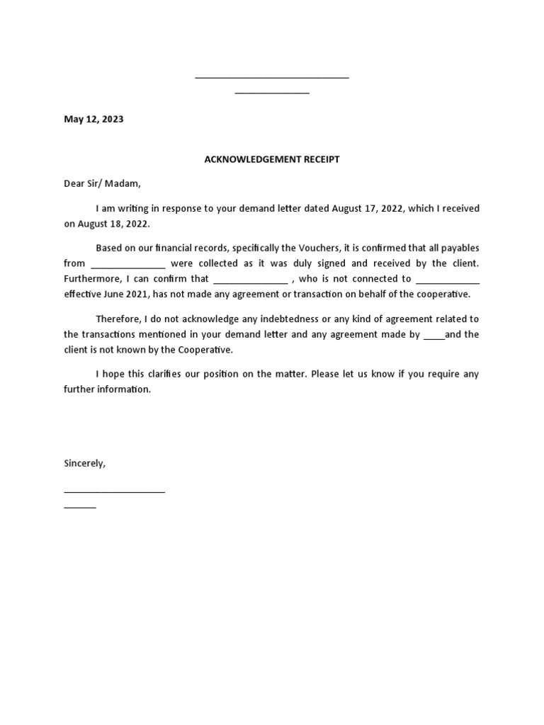 Acknowledgment Letter (LCC) | PDF