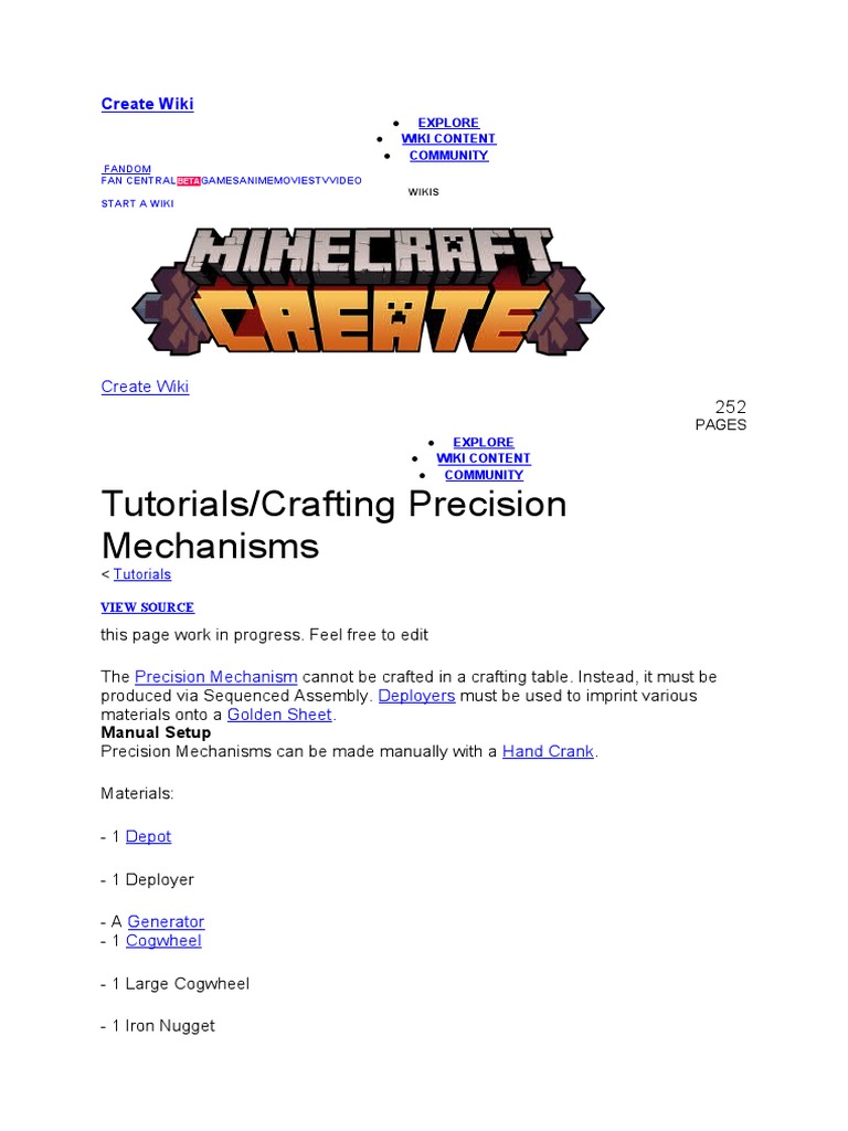 Crafting Precision Mechanism Create | PDF | Wiki