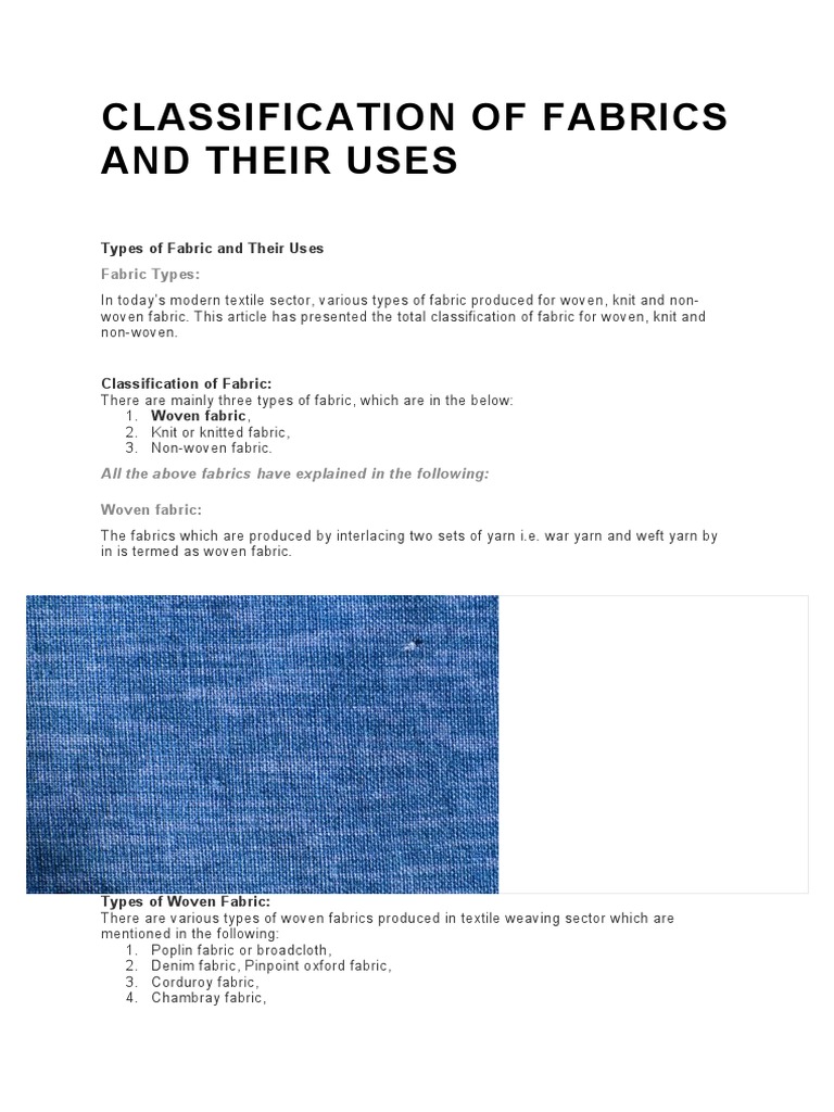 1.5 - Classification of Fabrics | PDF | Textiles | Knitting