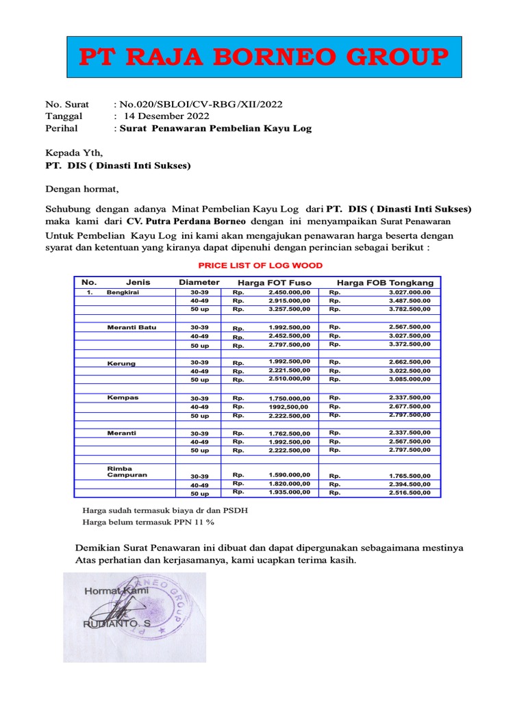 Penawaran Kayu Baru 1 | PDF