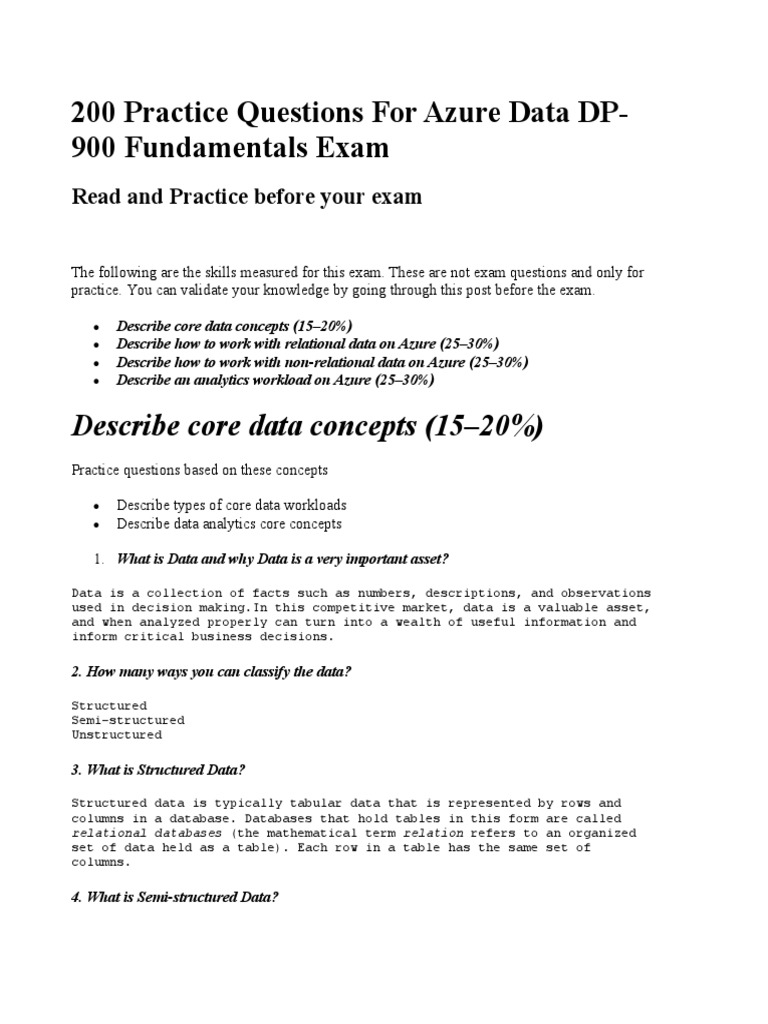 200 Practice Questions For Azure Data DP | PDF | Databases | Acid