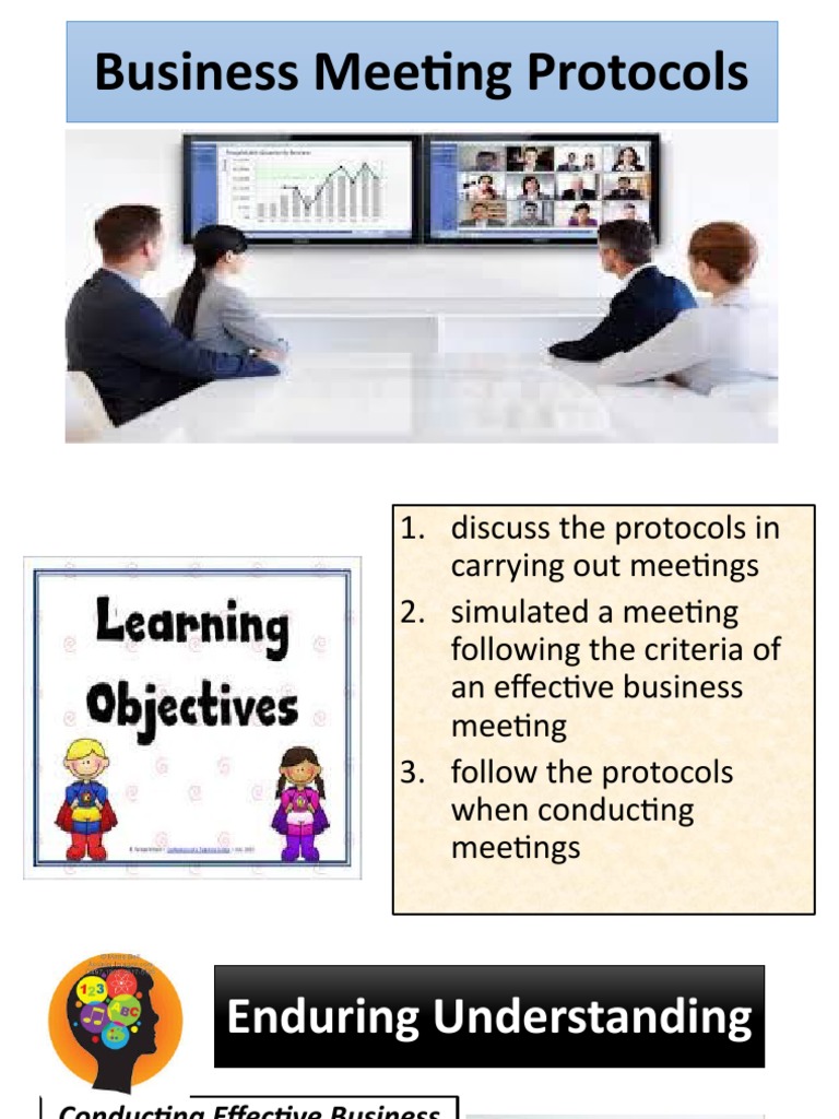 Effective Business Meeting Protocols | PDF | Understanding | Cognition