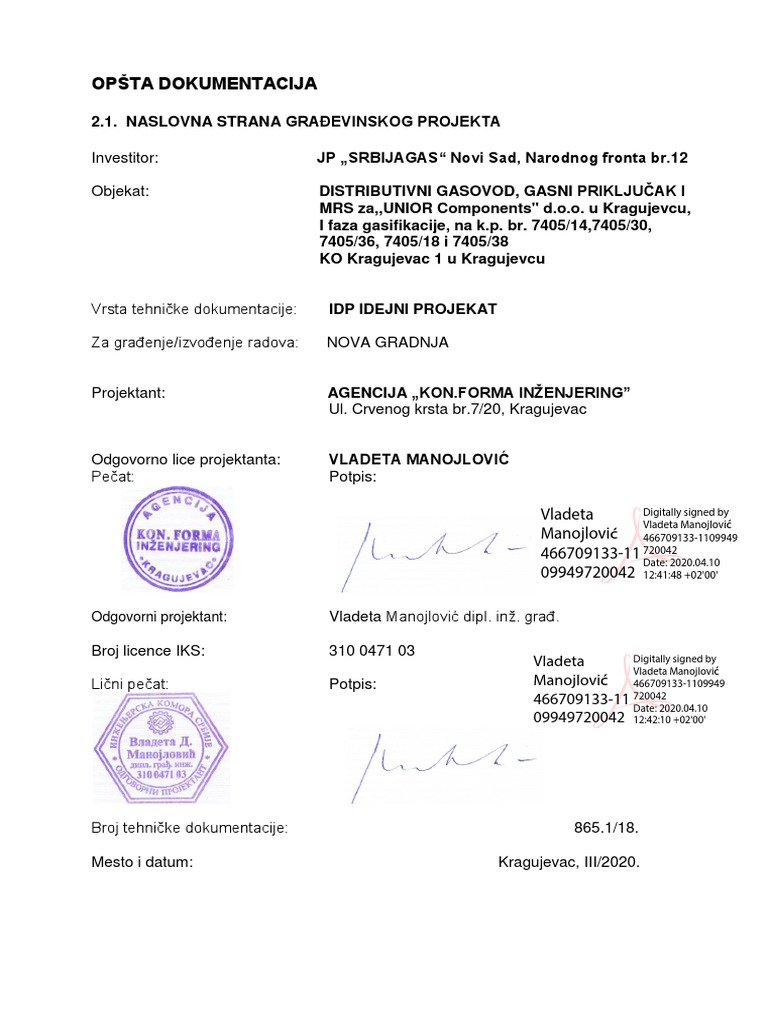 2 Gradjevinski Projekat Kompletan | PDF