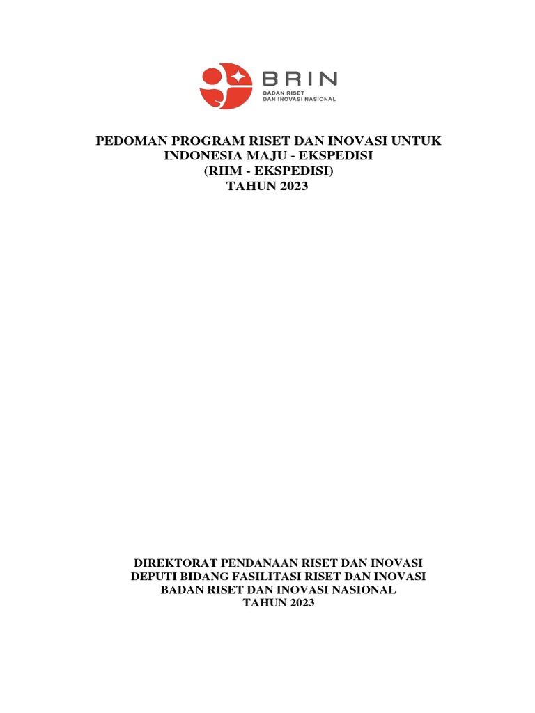 Pedoman RIIM Ekspedisi 2023 BRIN | PDF | Sains & Matematika