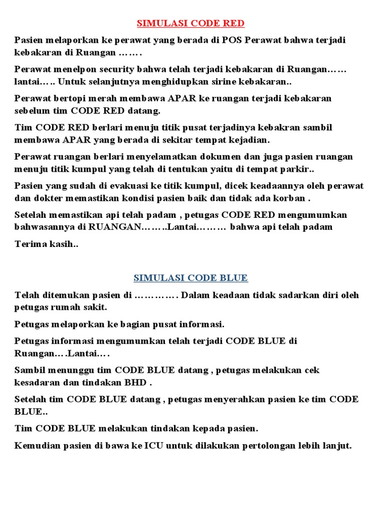 SIMULASI CODE RED Dan CODE BLUE | PDF | Sains & Matematika