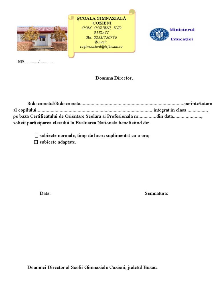 Cerere CES Inscriere Examen | PDF