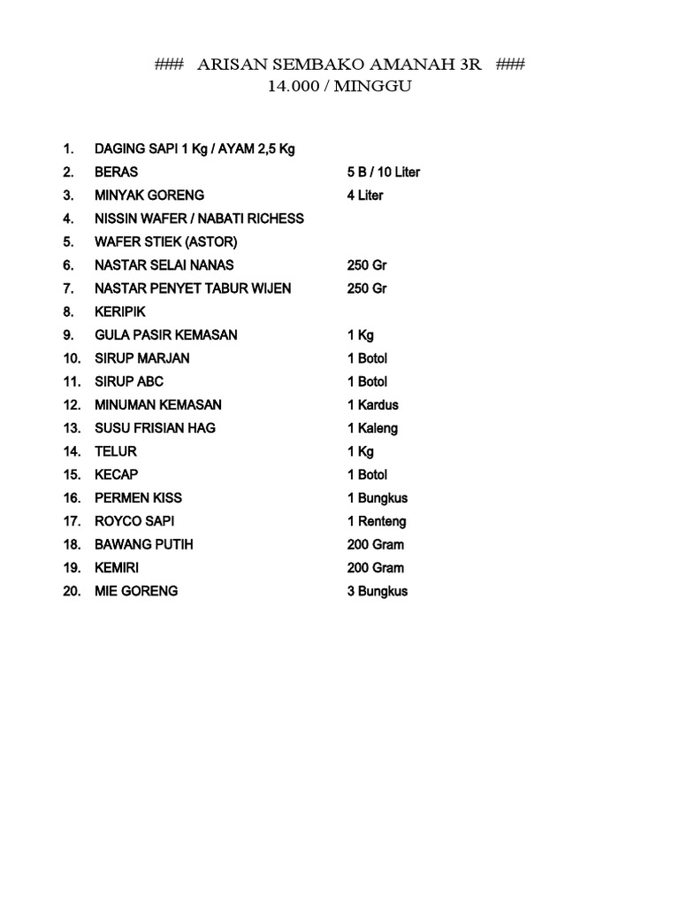 Arisan Sembako Amanah 3r | PDF