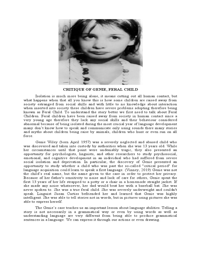 Critique of Genie Feral Child | PDF | Cognitive Science | Psychological ...