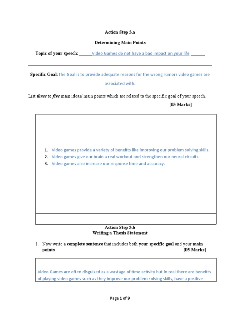 Persuasive Speech Worksheet | PDF | Video Games | Brain