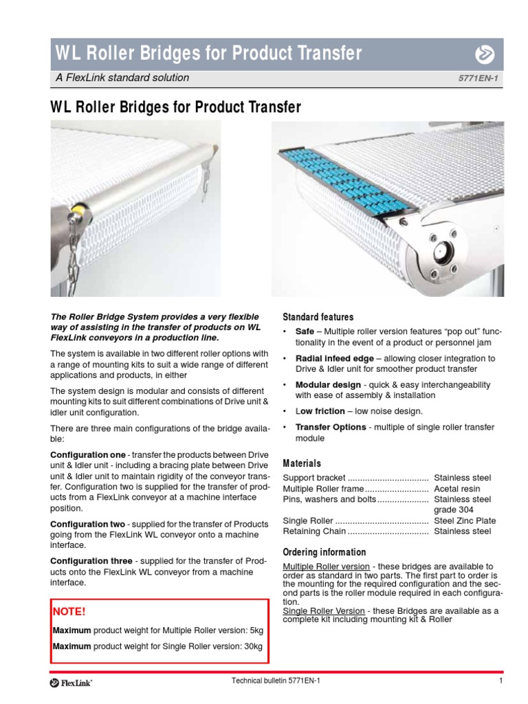 FlexLink Conveyor Roller Bridges | PDF | Bearing (Mechanical ...