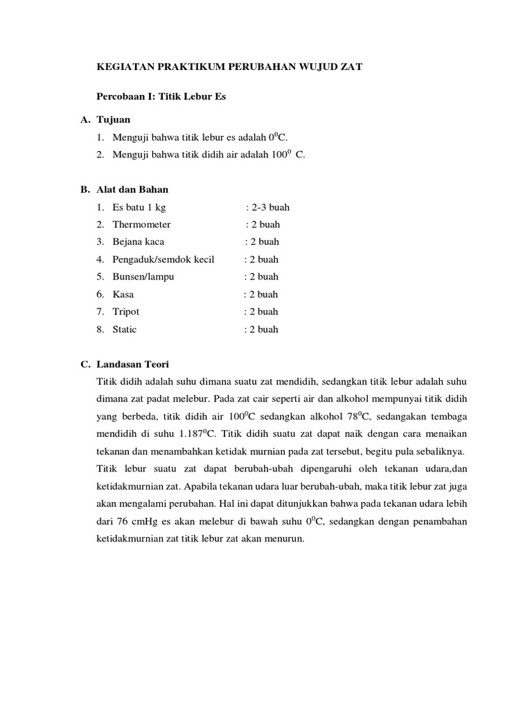 Percobaan Titik Lebur Es | PDF
