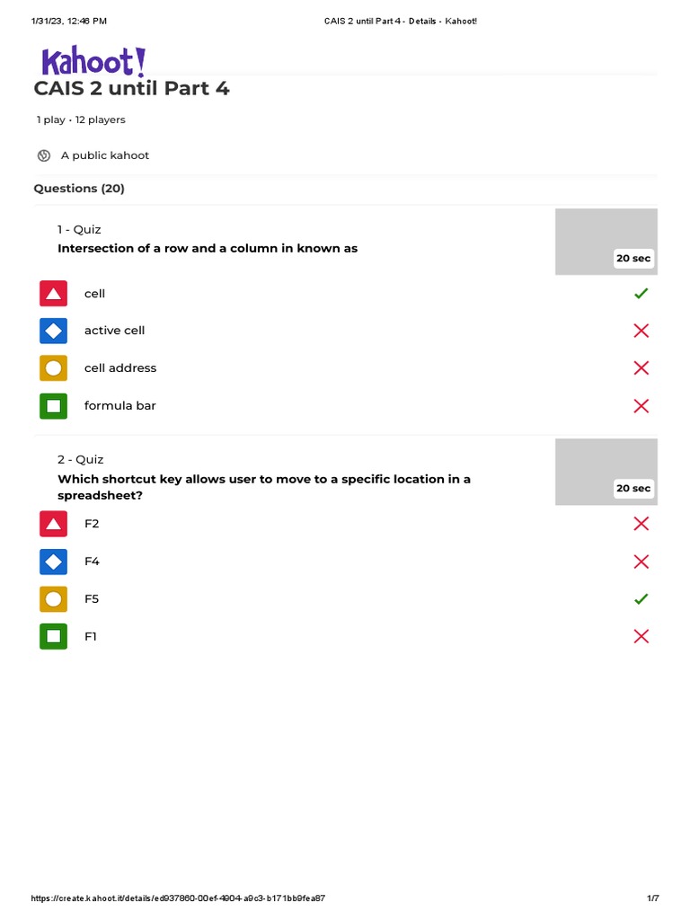 CAIS 2 T2 Until Part 4 - Details - Kahoot! | PDF | Keyboard Shortcut ...
