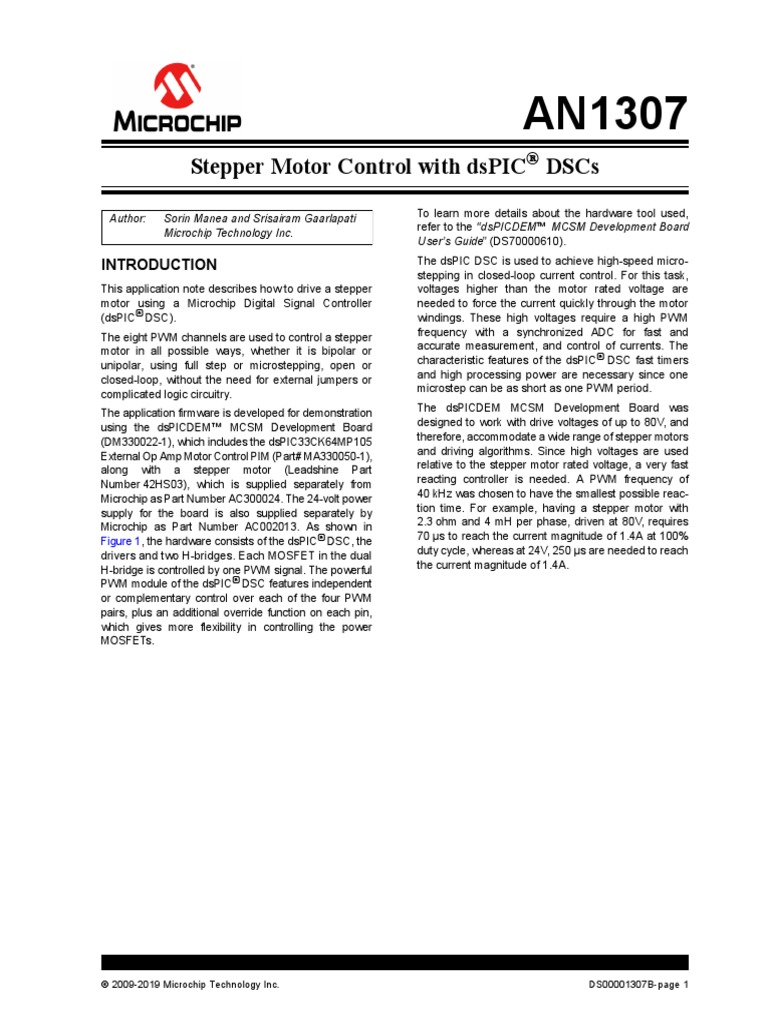 AN1307-Stepper-Motor-Control-with-dsPIC-DSCs-DS00001307B | PDF | Electric Motor | Electrical ...