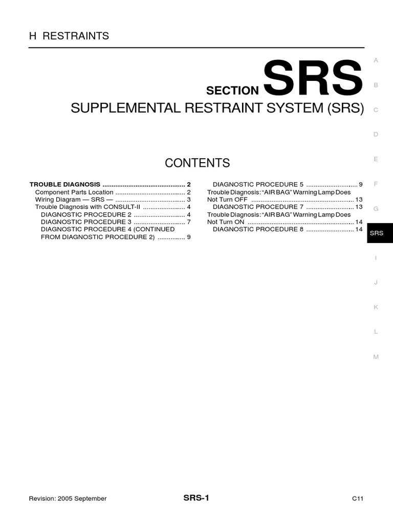 Srs - Supplemental Restraint System (Srs) | PDF | Airbag | Seat Belt