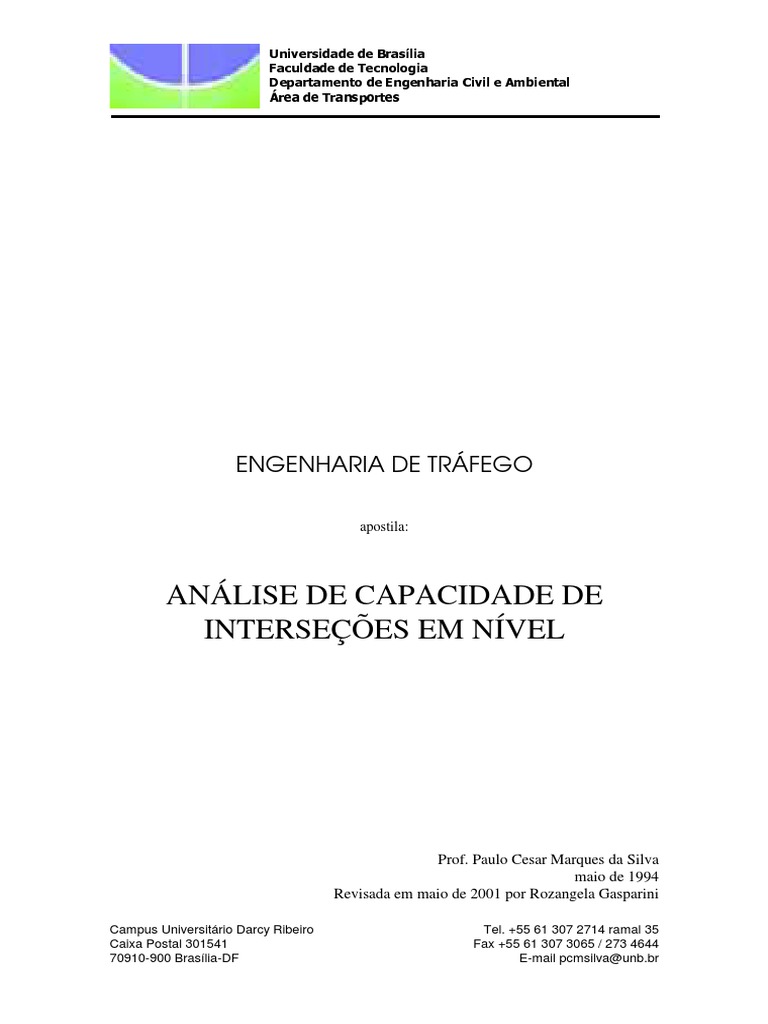 9 - CEFTRU. Análise de Capacidade de Interseções em Nível. Universidade ...