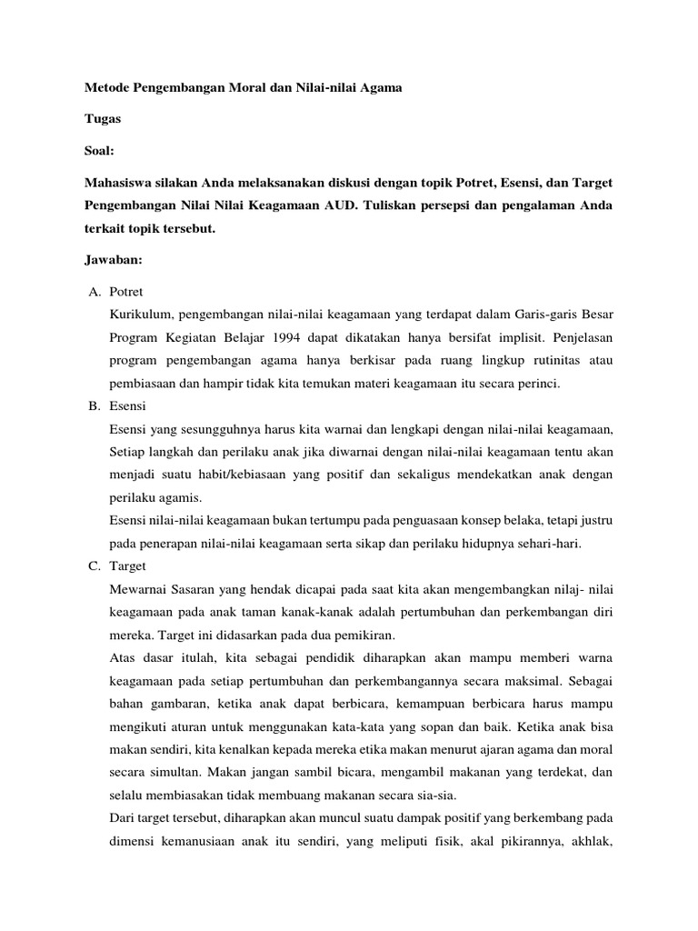 Metode Pengembangan Moral Dan Nilai | PDF | Karier & Perkembangan | Pengembangan Diri