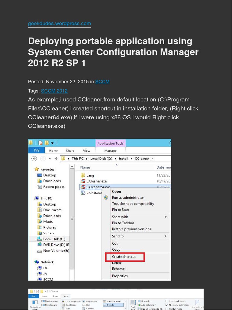 Deploying Portable Application Using System Center Configuration