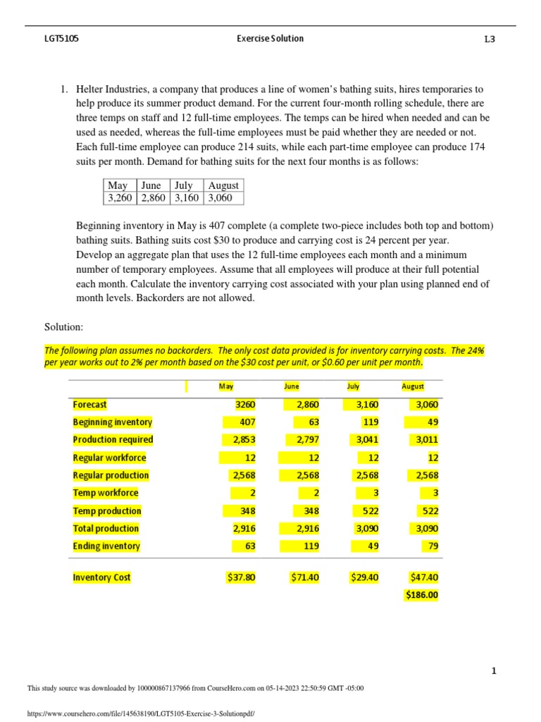 LGT5105 Exercise 3 Solution | PDF | Temporary Work | Layoff