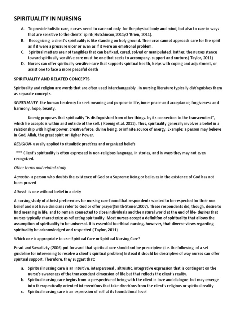 Psychosocial Health Spirituality Handout | PDF | Prayer | Spirituality