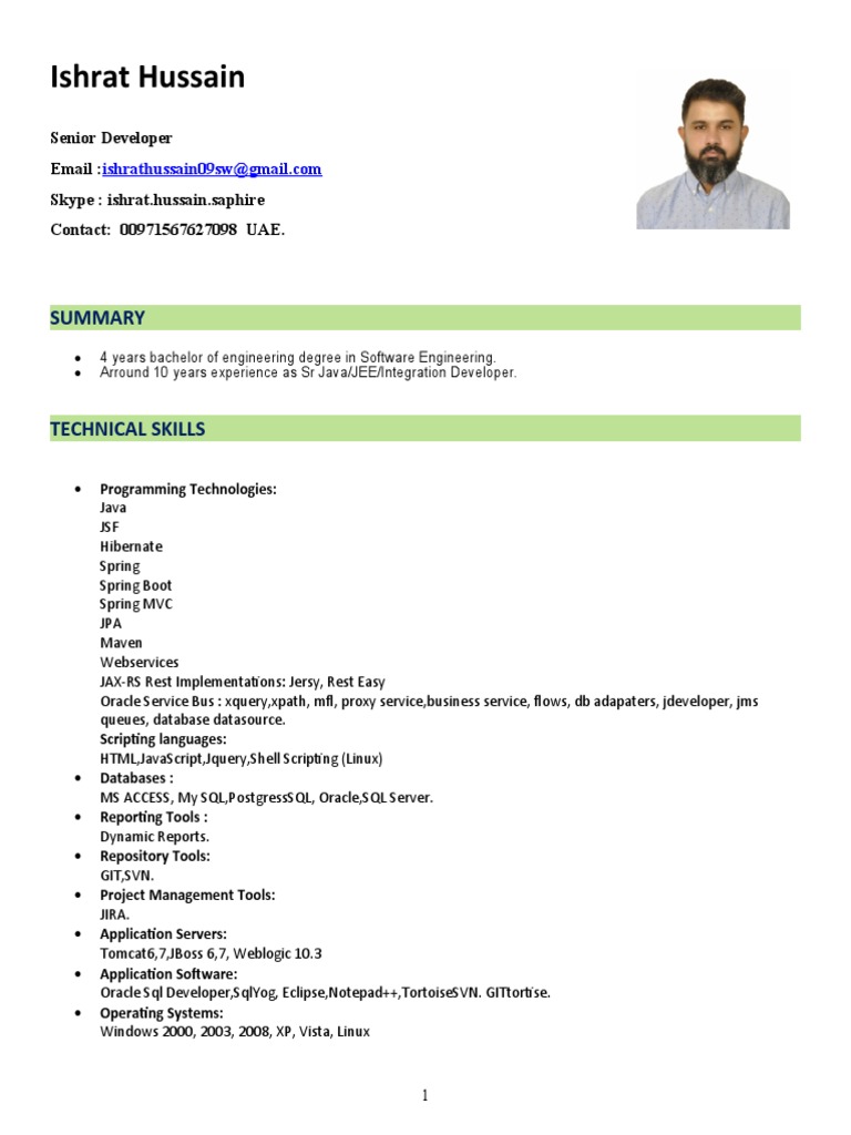 Ishrat Hussain-Sr Java Developer (3) - 1 | PDF | Spring Framework | Representational State Transfer