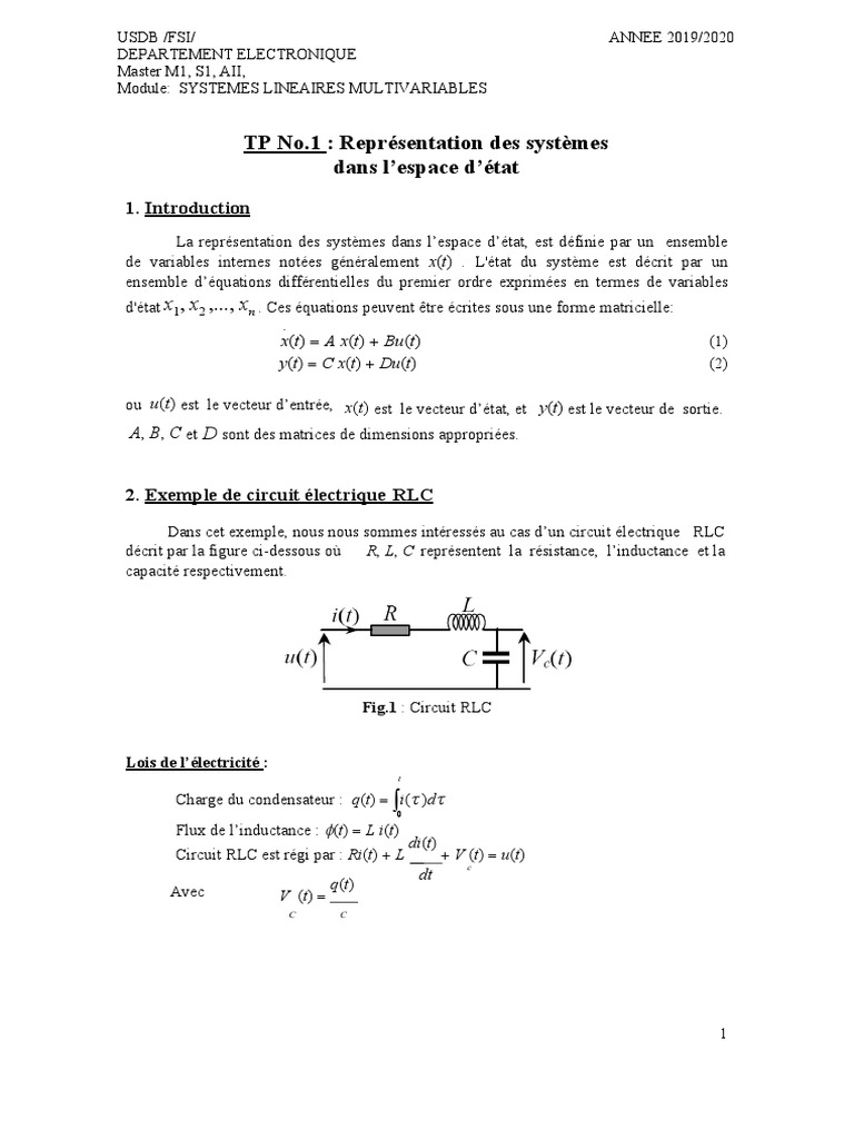 TP N1 SLM | PDF | Matrice (Mathématiques) | Mathématiques