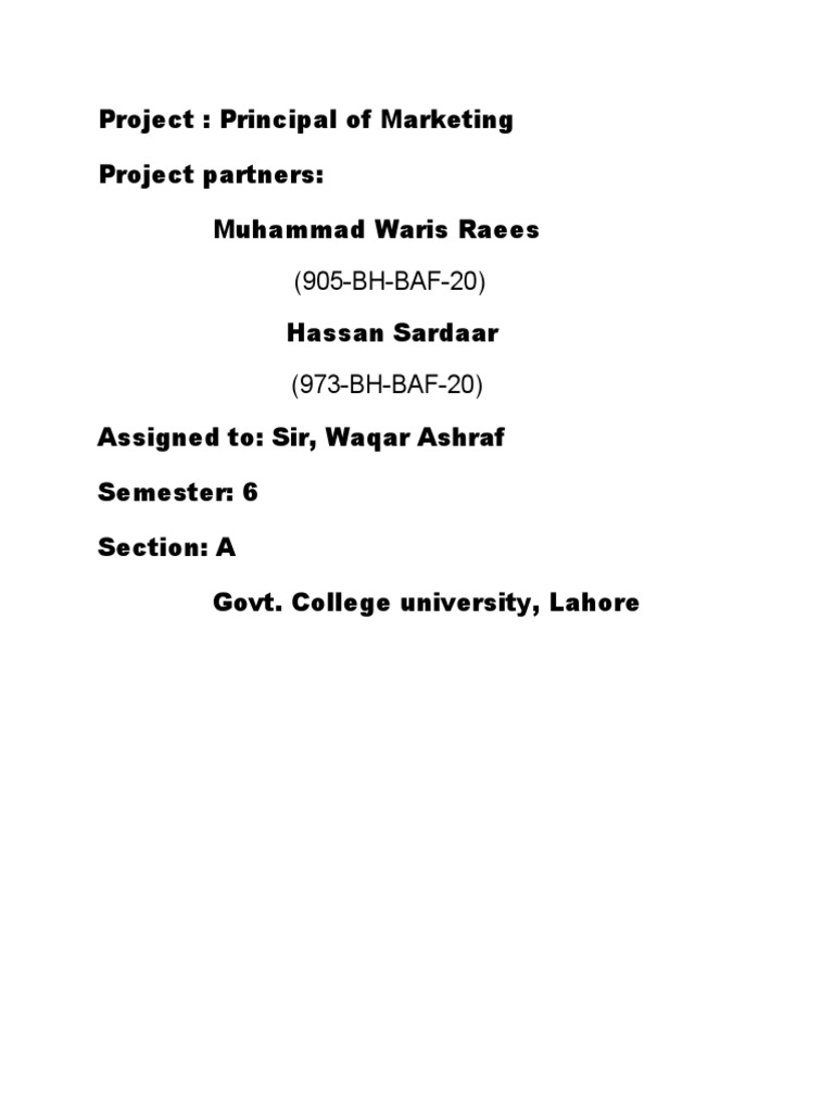 Waris Raees (905) Hassan Sardaar (973) Project Marketing | PDF | Digital Marketing | Marketing