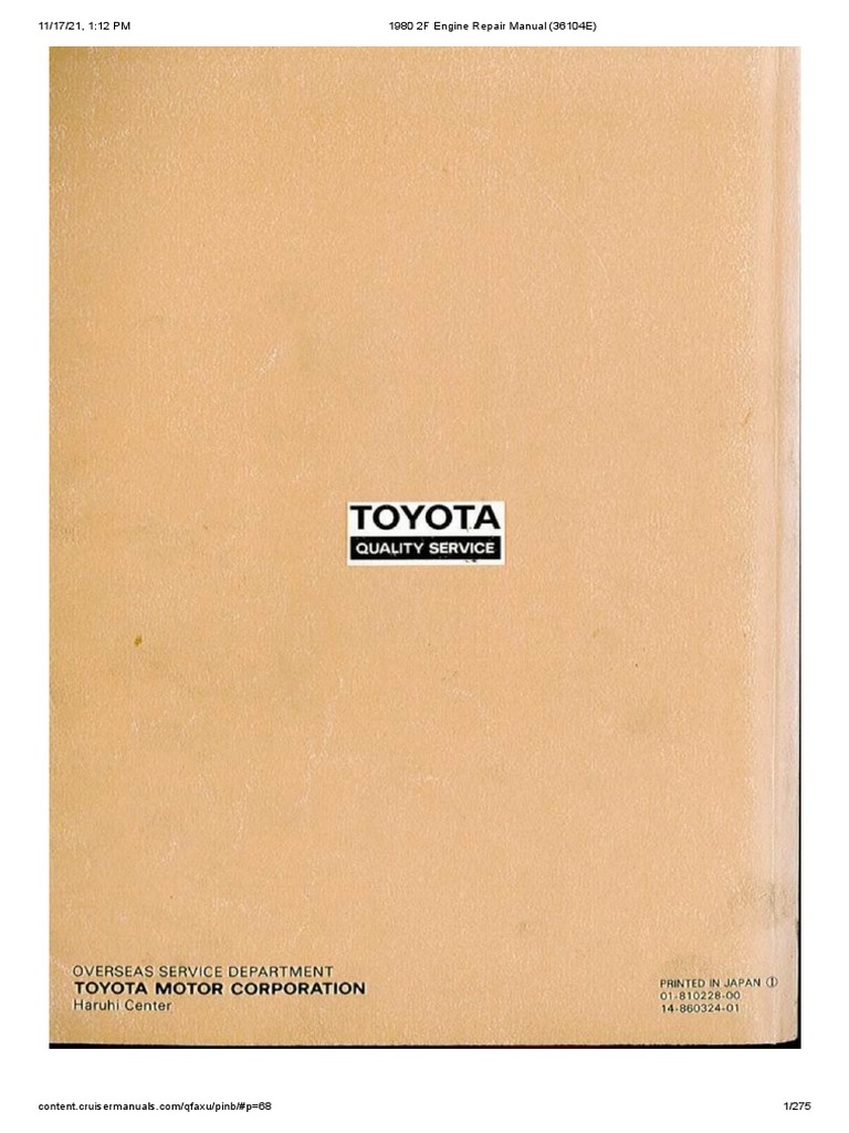 2F Engine Repair Manual (36104E) | PDF