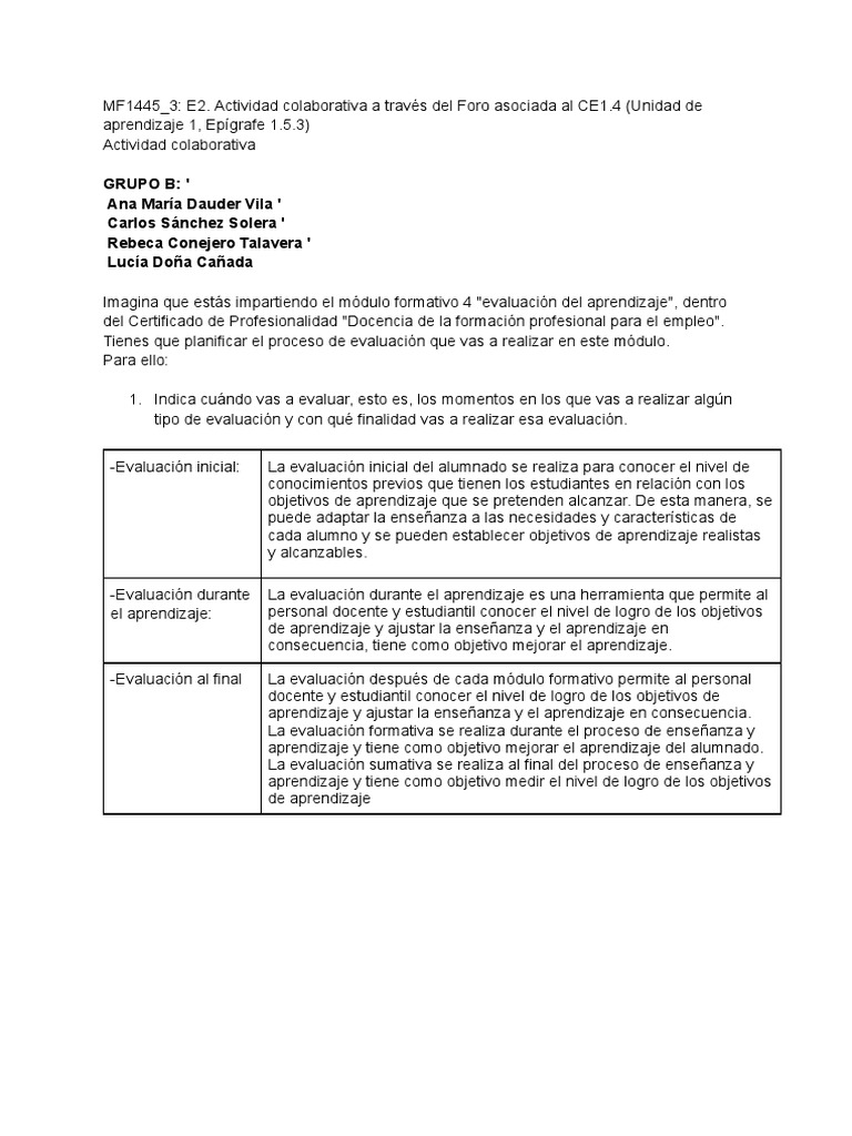 MF1445 - 3 - E2 Col. | PDF | Evaluación | Enseñando
