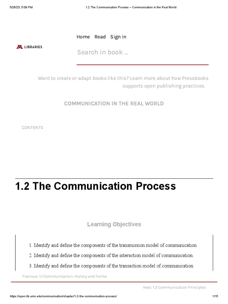 1.2 The Communication Process - Communication in The Real World | PDF | Communication ...