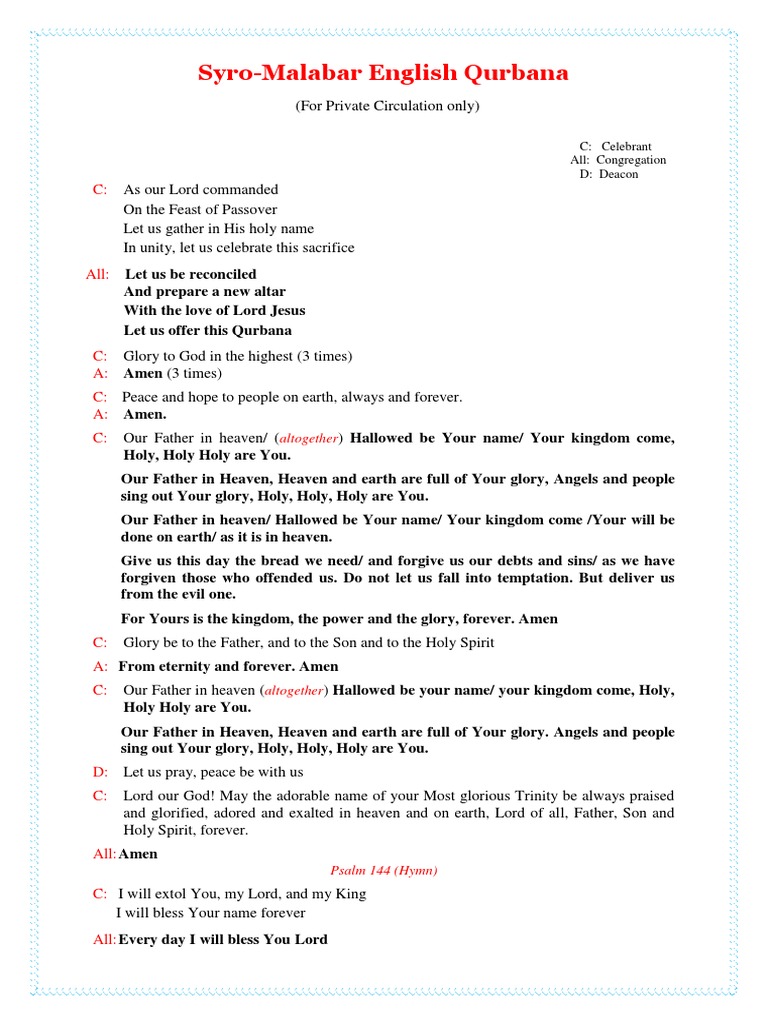 Syro Malabar English Qurbana Text PDF | PDF | God The Father | Glory ...
