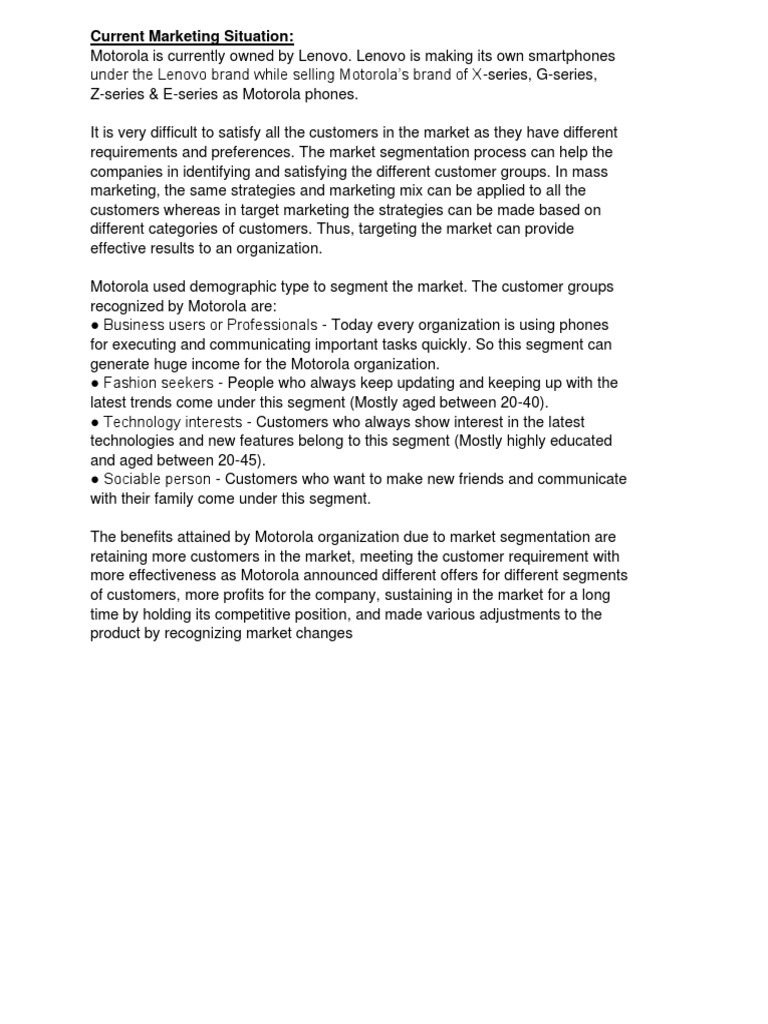 Current Marketing Situation | PDF