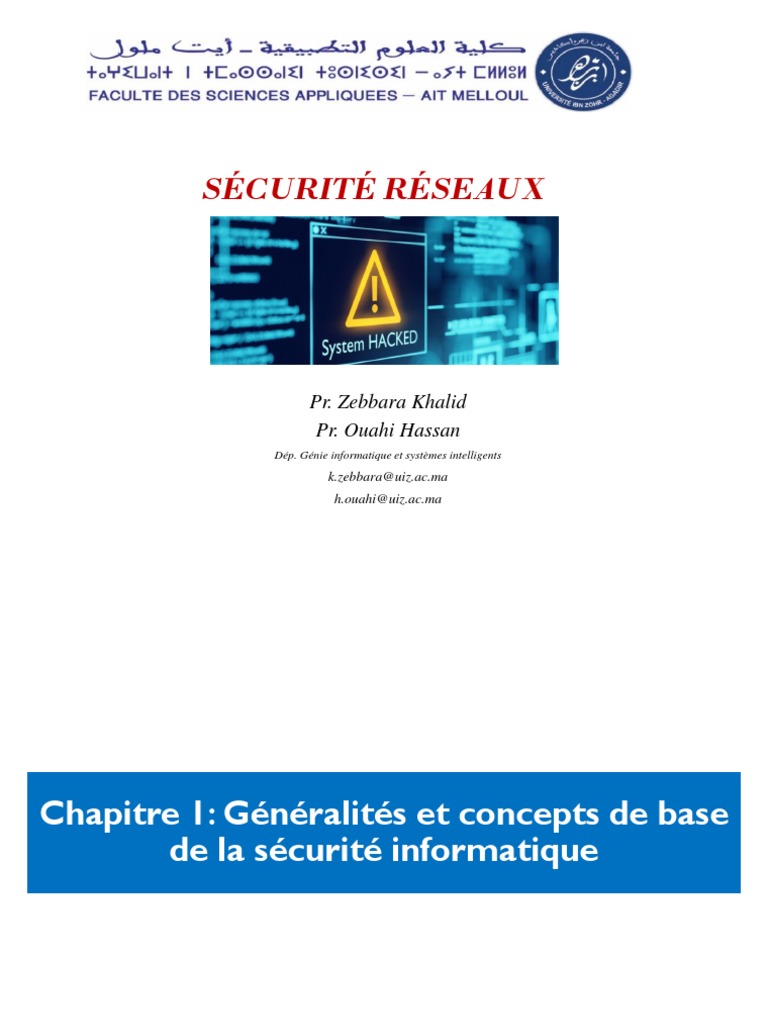 1 Chapitre1 Partie1 | PDF | Sécurité | Sécurité des systèmes d'information