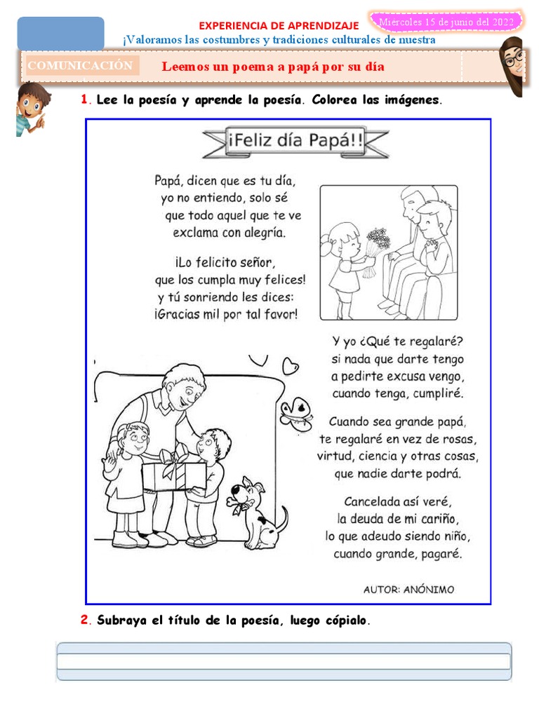 D3 A2 FICHA Leemos Un Poema Por El Día Del Padre | PDF