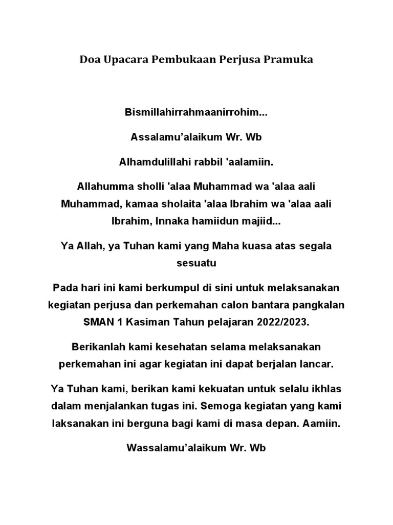 Naskah Doa Pembukaan Persami Pramuka | PDF