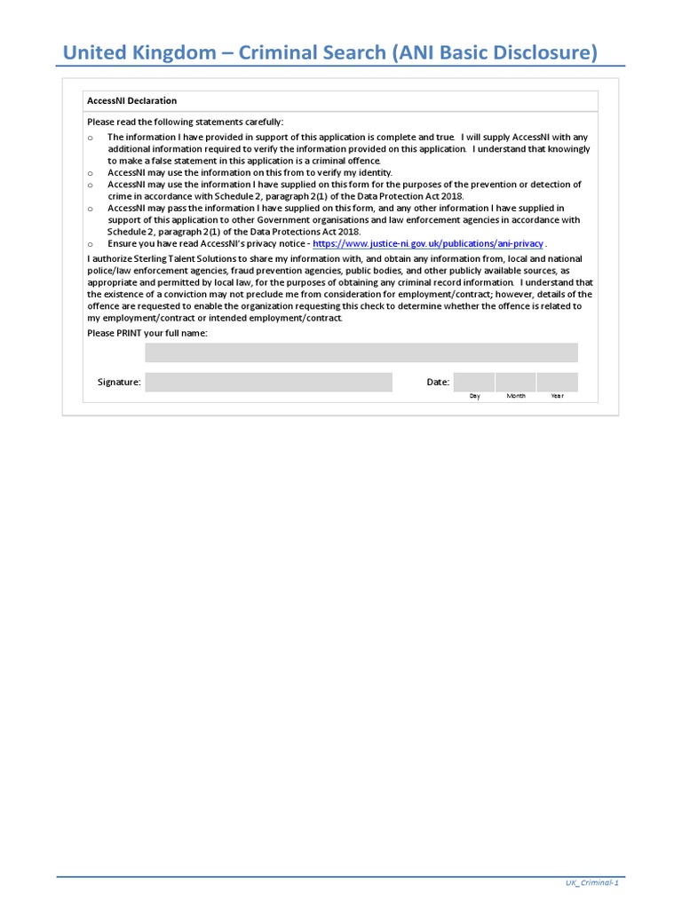 United Kingdom Criminal (Basic Disclosure ANI) Professional Evidence of ID | PDF | Identity ...