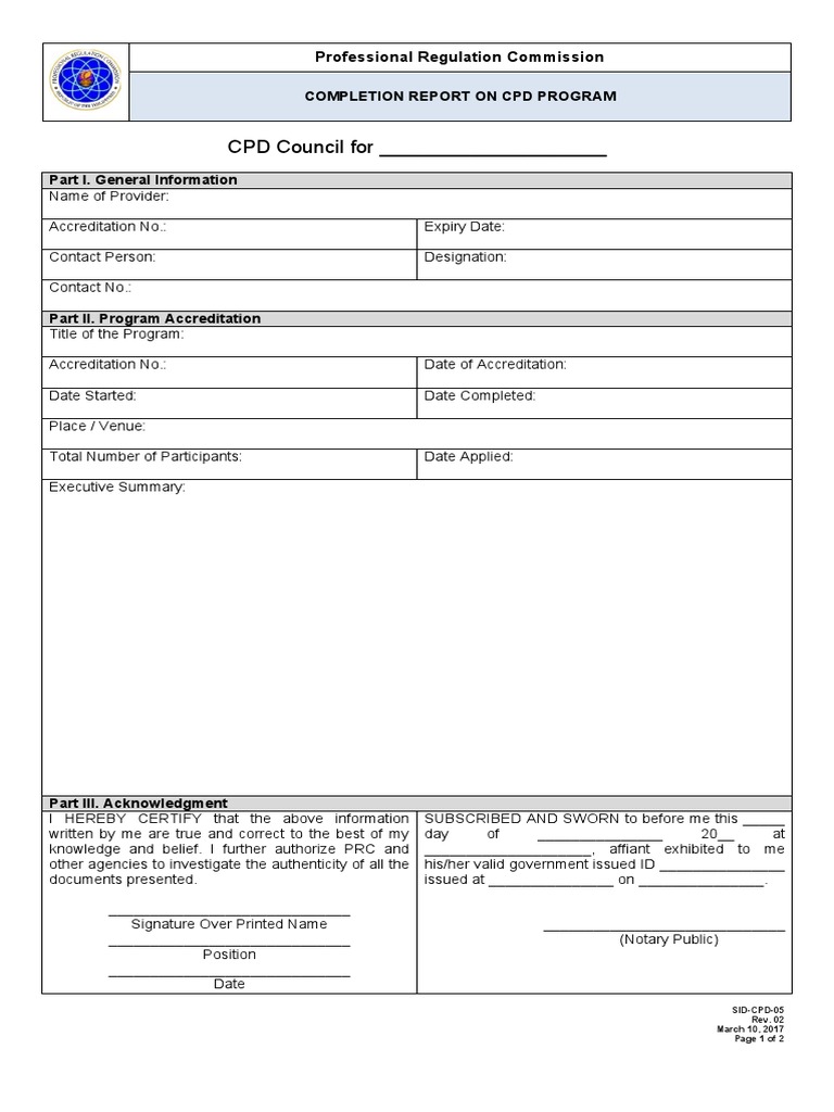 SID-CPD-05 Rev 02 Completion Report | PDF | Government