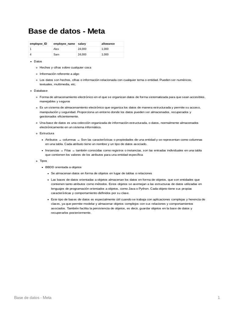 Curso de Bases de Datos - Meta | PDF | SQL | Bases de datos