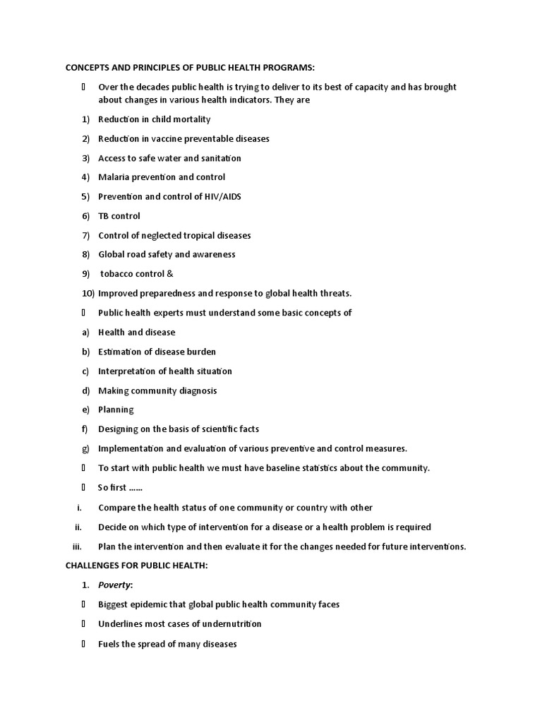 Concepts and Principles of Public Health Programs | PDF | Public Health ...