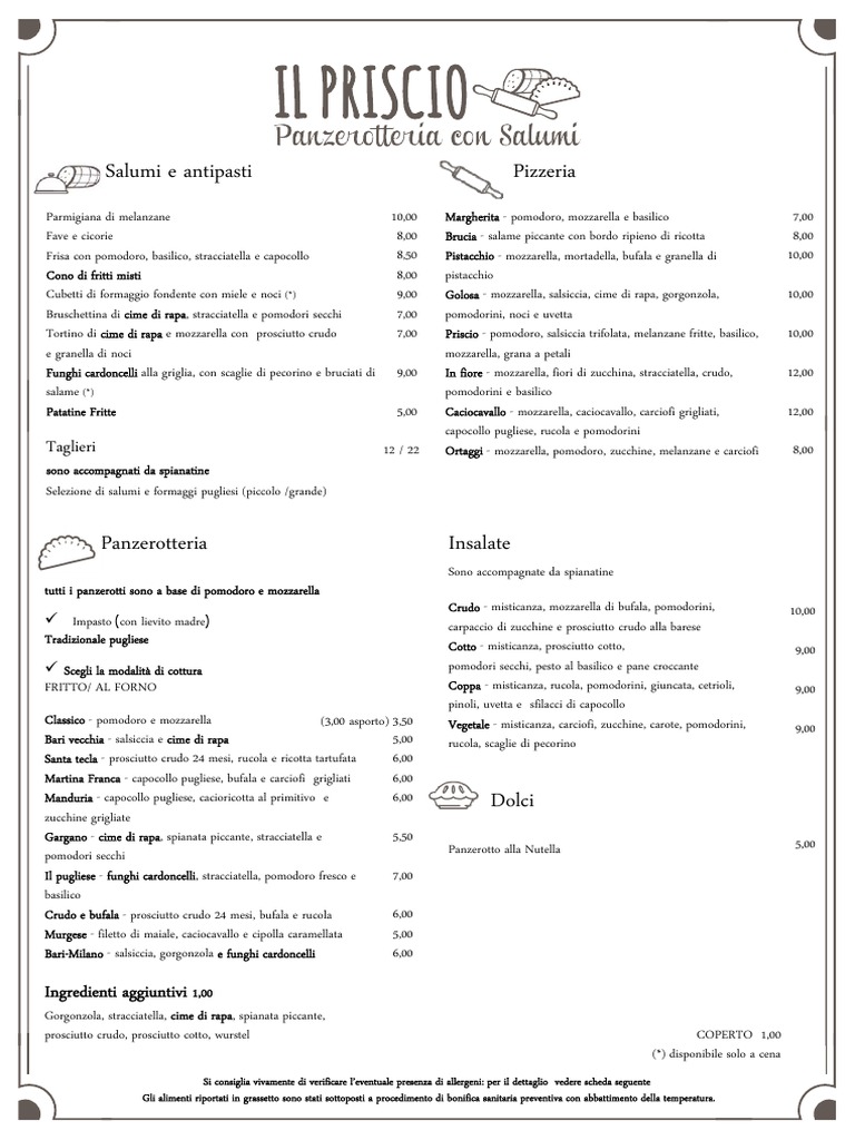 Priscio Menu Completo Novembre 2020 | PDF