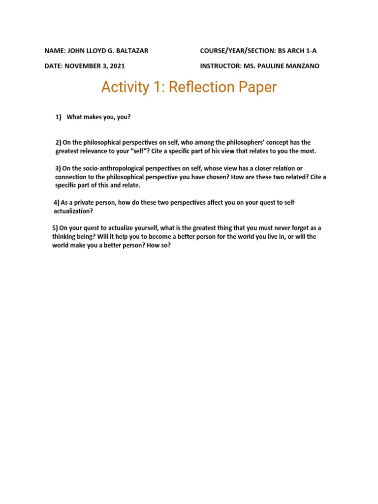 Reflection on Philosophical Self | PDF | Science & Mathematics
