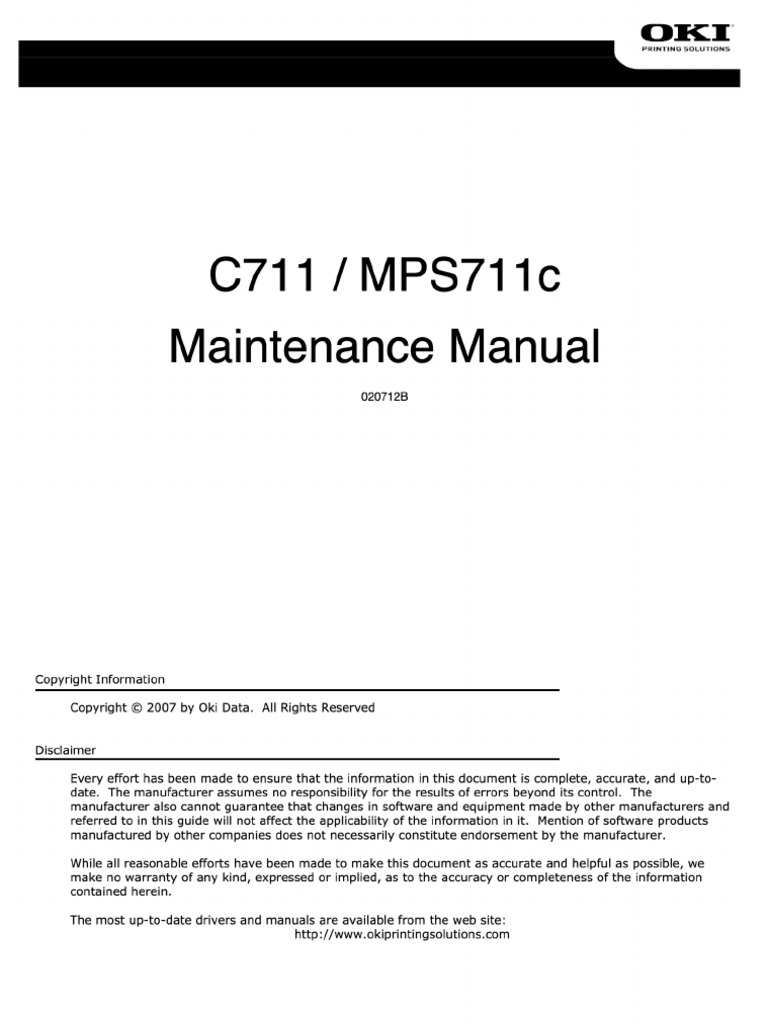 OKI C711 Series Maintenance Manual - Manualzz | PDF
