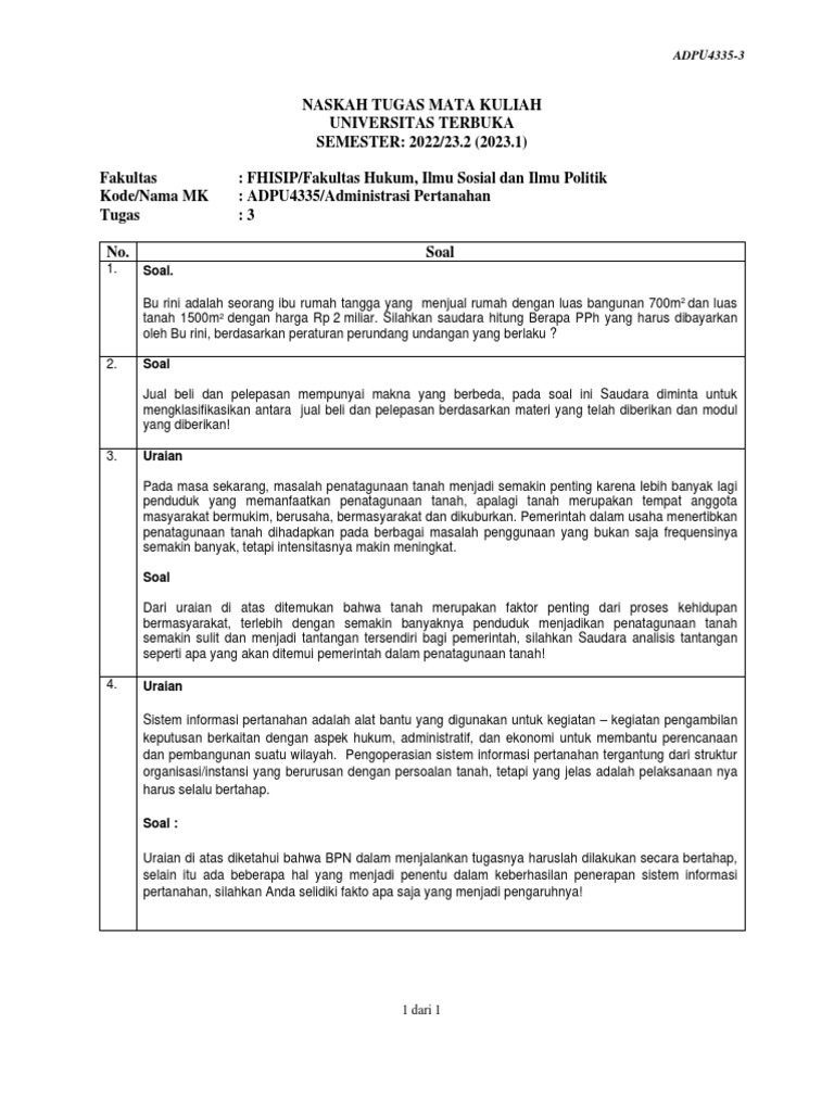 Soal Adpu4335 tmk3 3 | PDF
