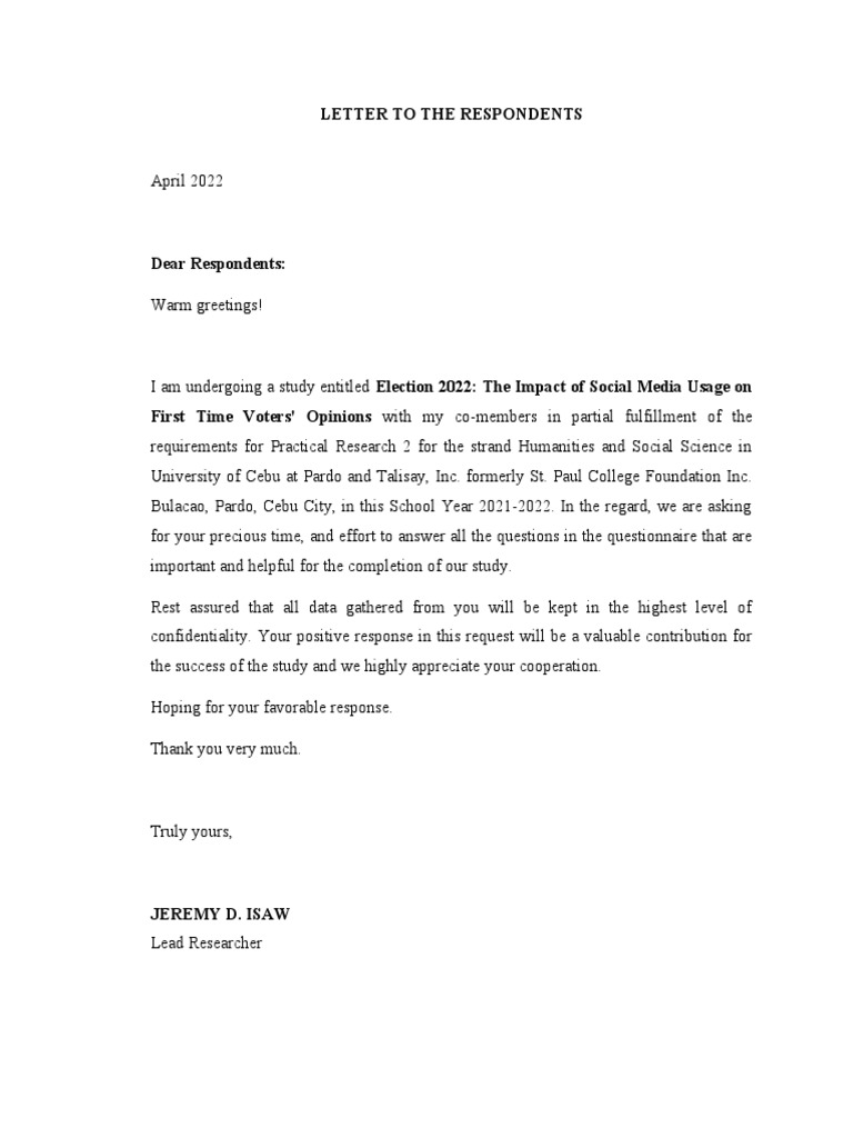 Letter To The Respondents | PDF | Social Media | Popular Culture ...