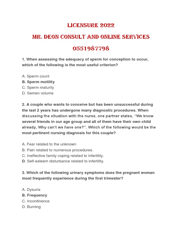 Nmc Exams Past Questions 24 Of 24 Pdf Childbirth Pregnancy