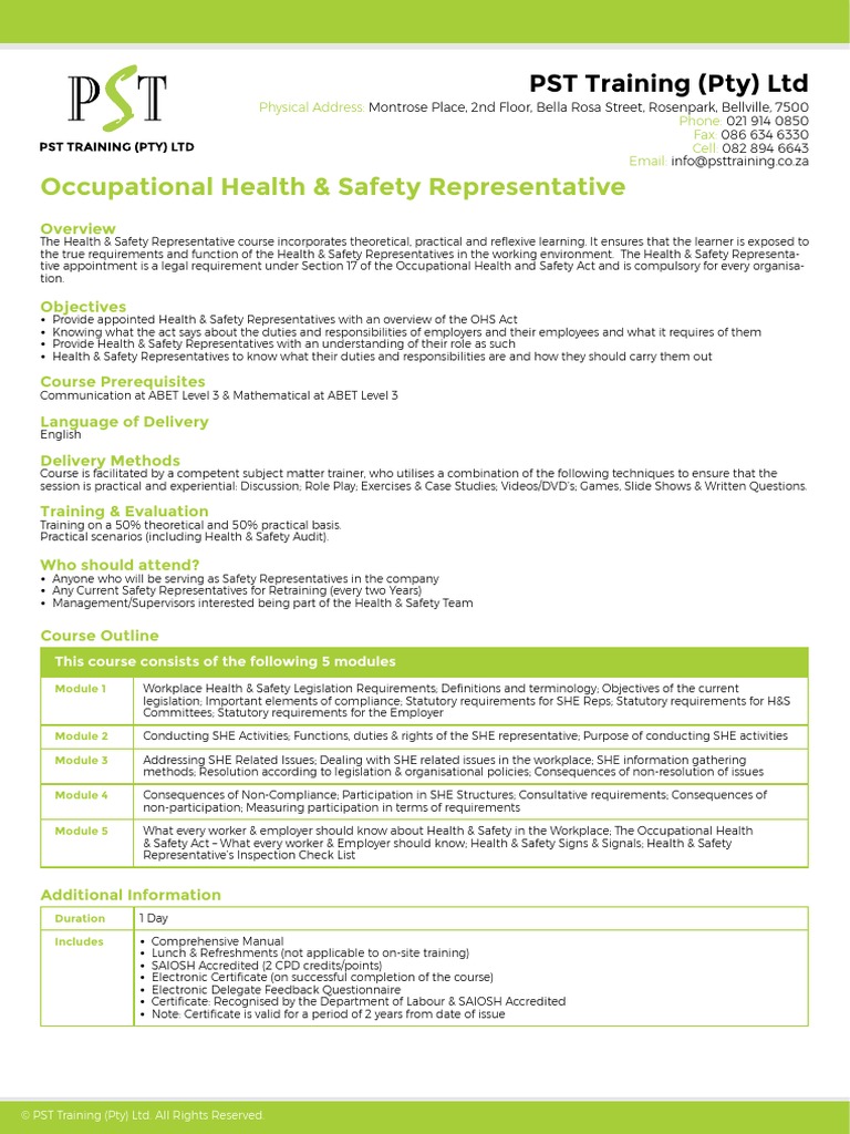 Ohs Representative | PDF | Occupational Safety And Health | Safety