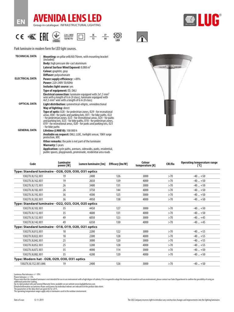 Lug Avenida Lens Led en | PDF | Lighting | Physical Sciences