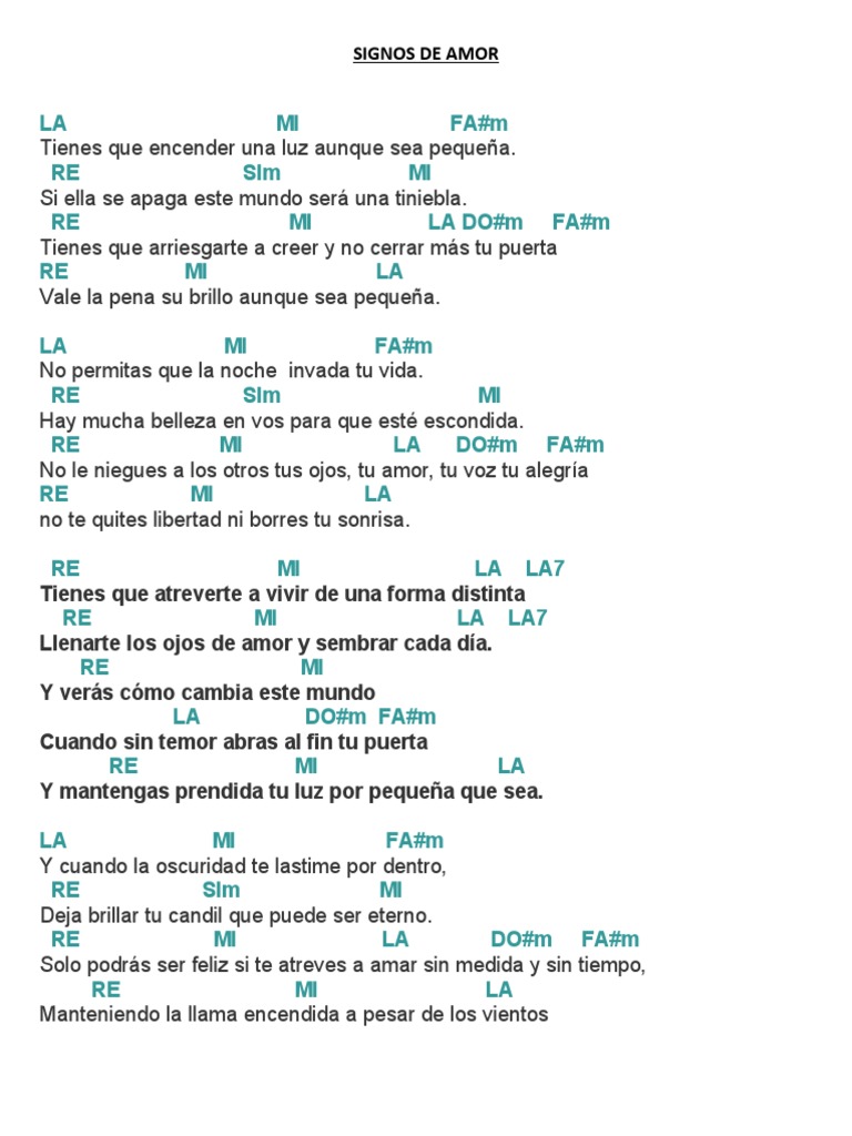 Signos de Amor: Letra y Acordes | PDF | Hogar, jardinería y bricolaje