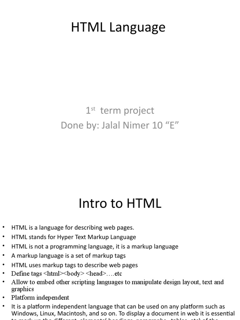 HTML Language | PDF | Html Element | Html