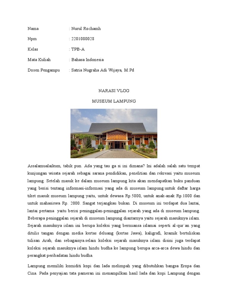 Narasi Vlog (Nurul Rochmah) | PDF